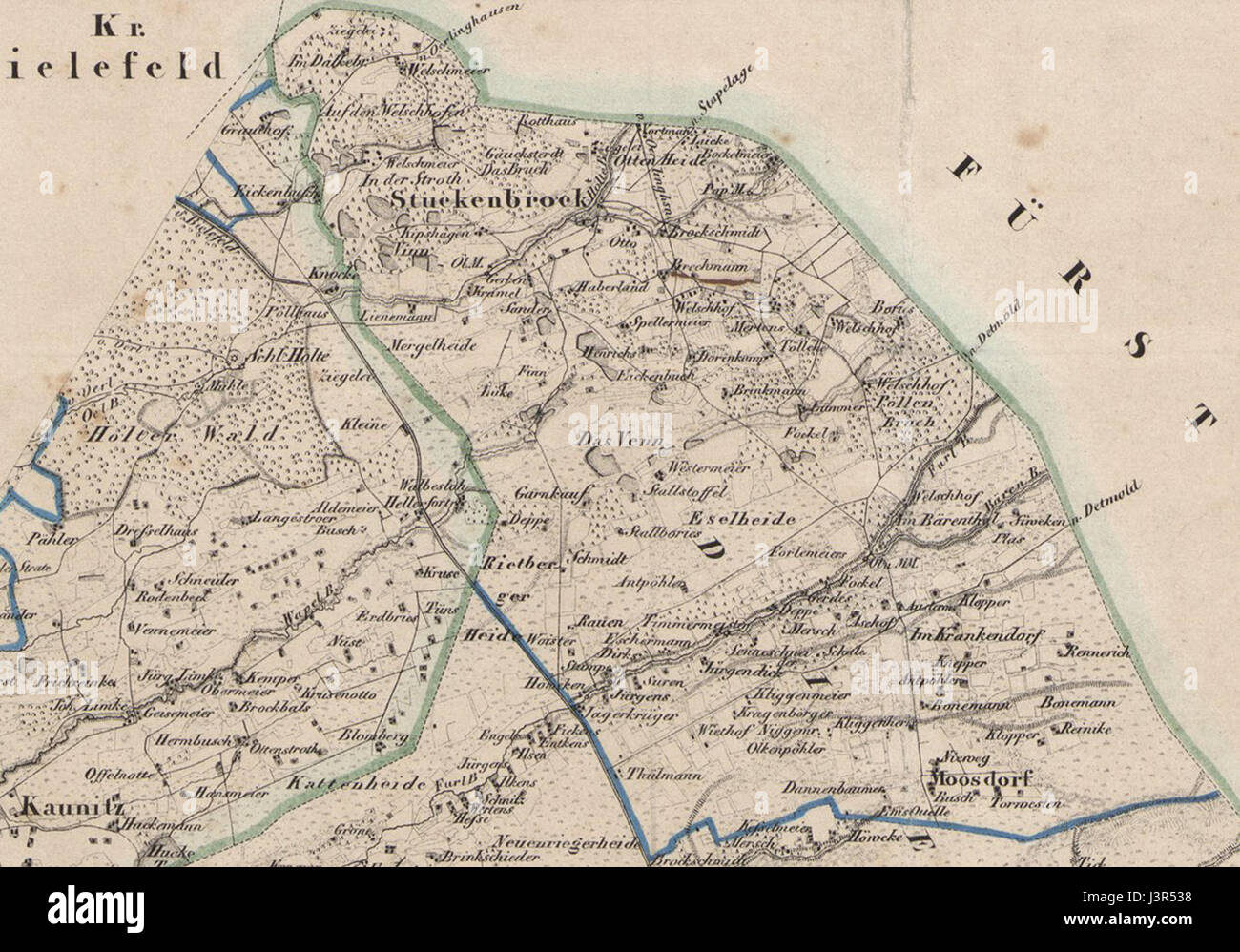 The Karte Stukenbrock, created in 1843, is a historical map that ...