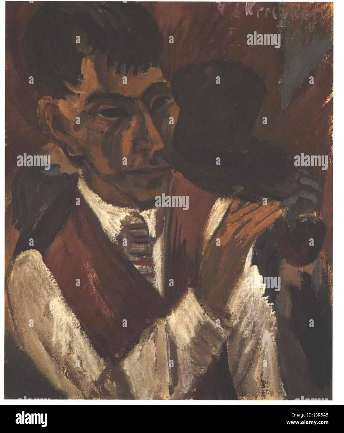 The artwork 'Kirchner Otto Mueller mit Pfeife' showcases Otto Mueller ...