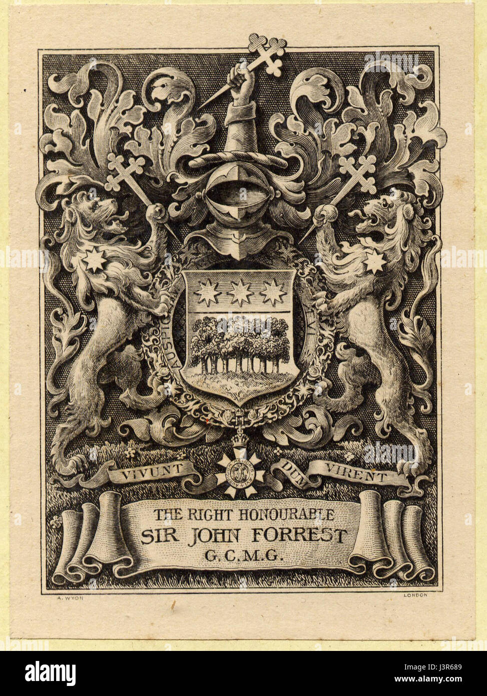 A bookplate belonging to John Forrest, an Australian explorer and ...