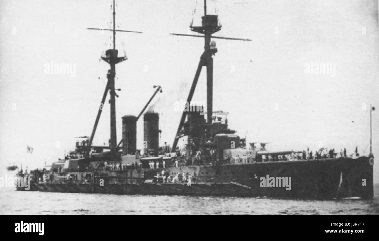 Japanese battleship Kawachi at anchor Stock Photo - Alamy