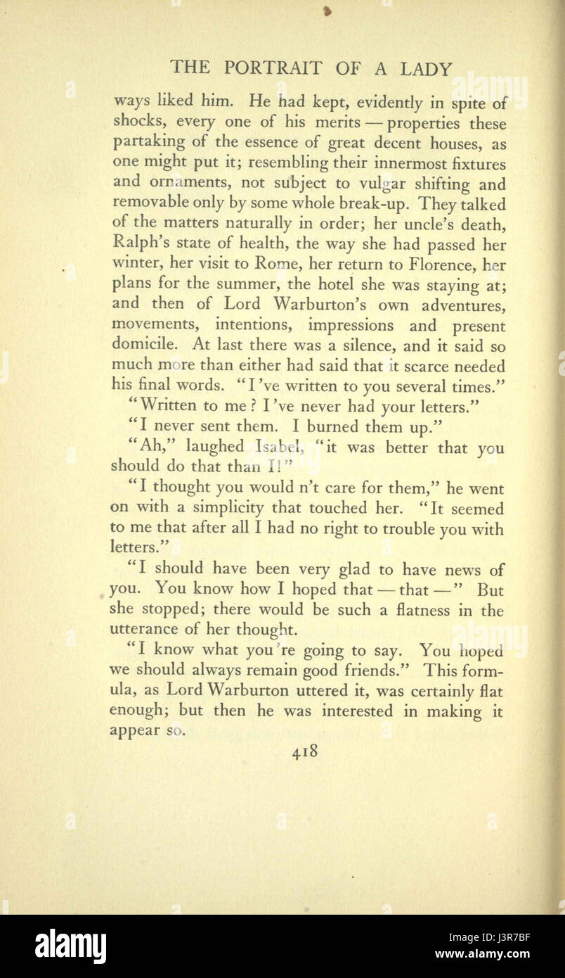 This reference to James The Portrait of a Lady, vol. I, p. 418 ...