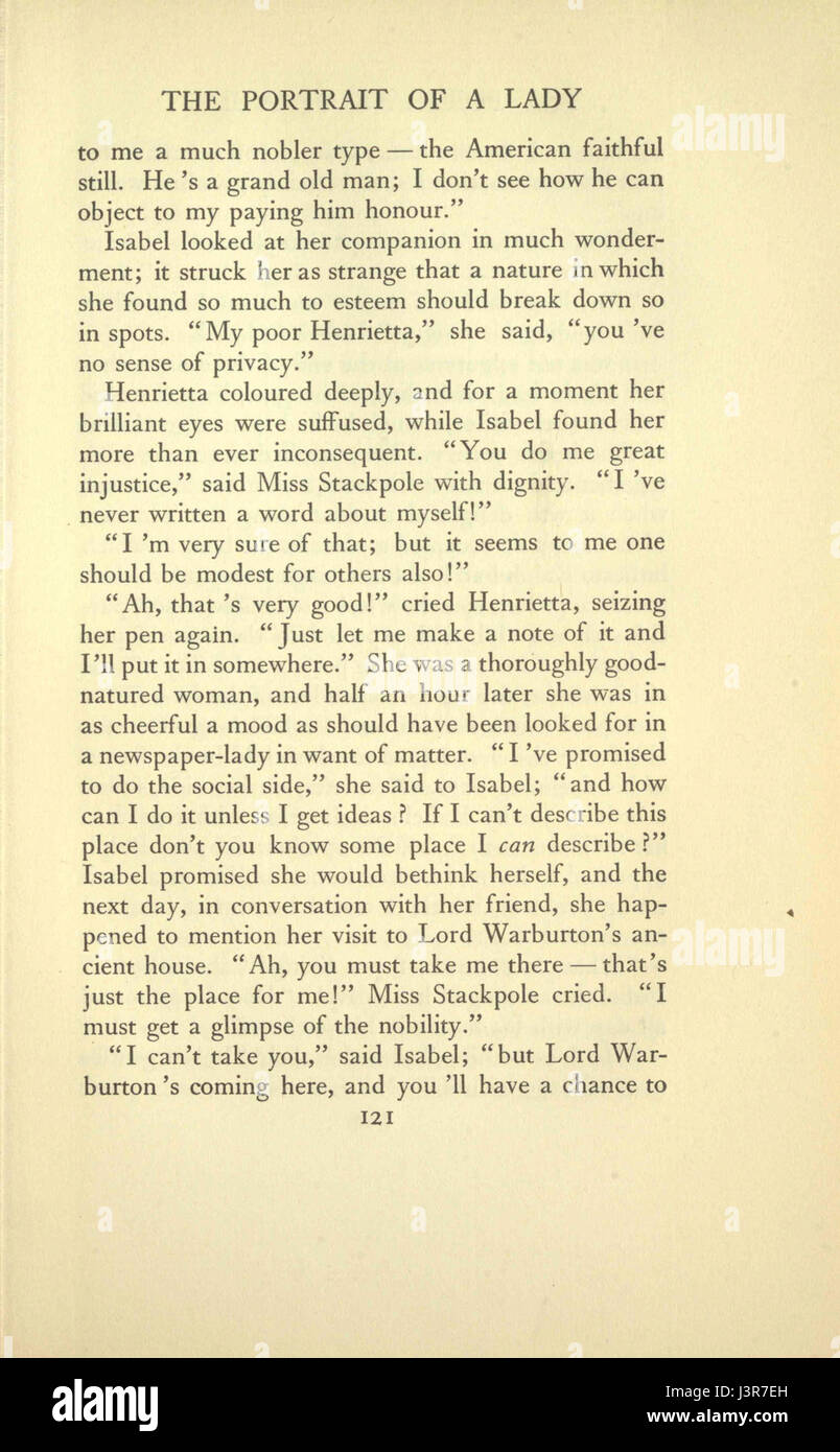 A reference to a page in the first volume of Henry James' novel 'The ...