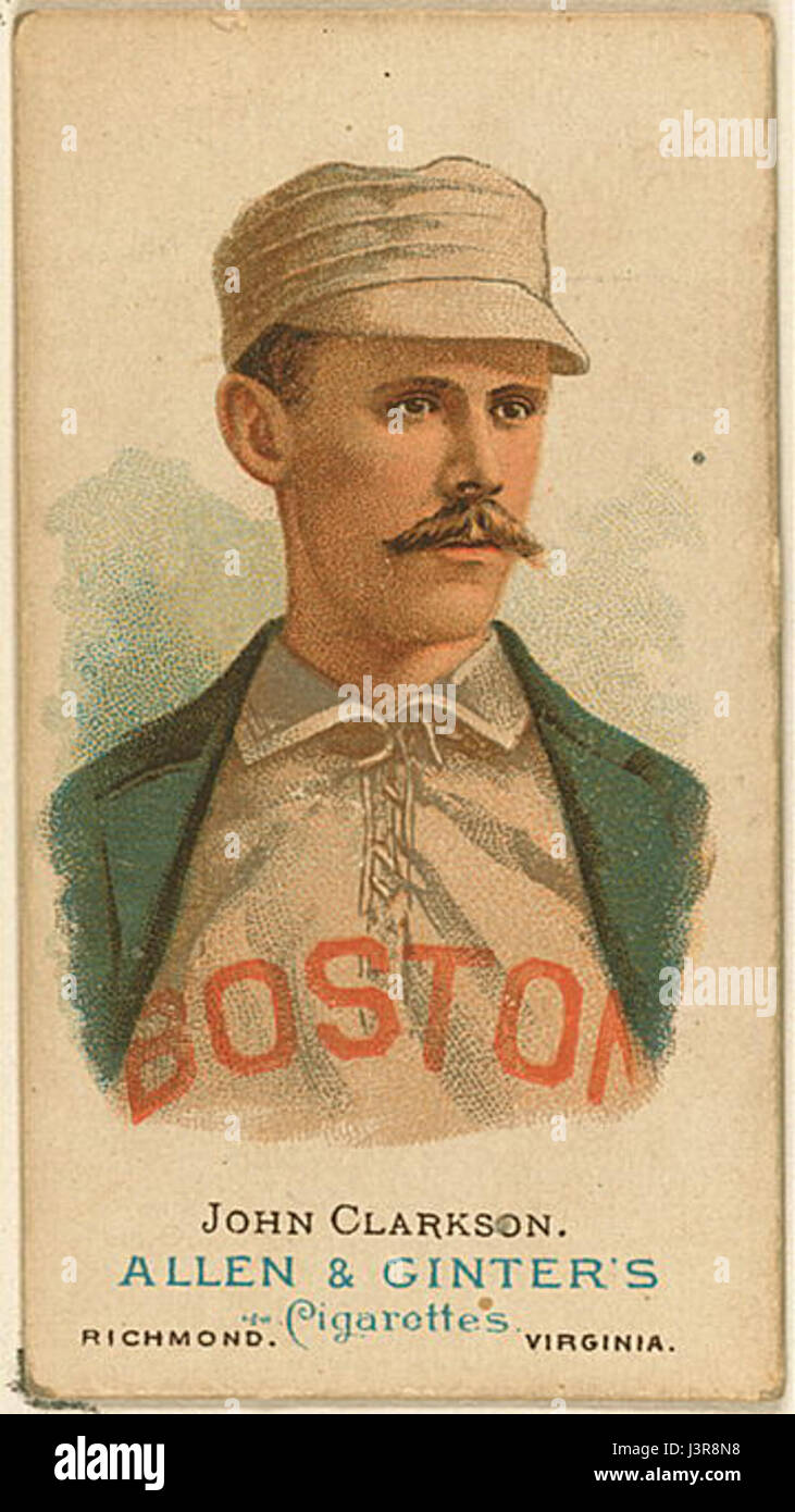 The 1887 John Clarkson baseball card features a prominent image of the ...