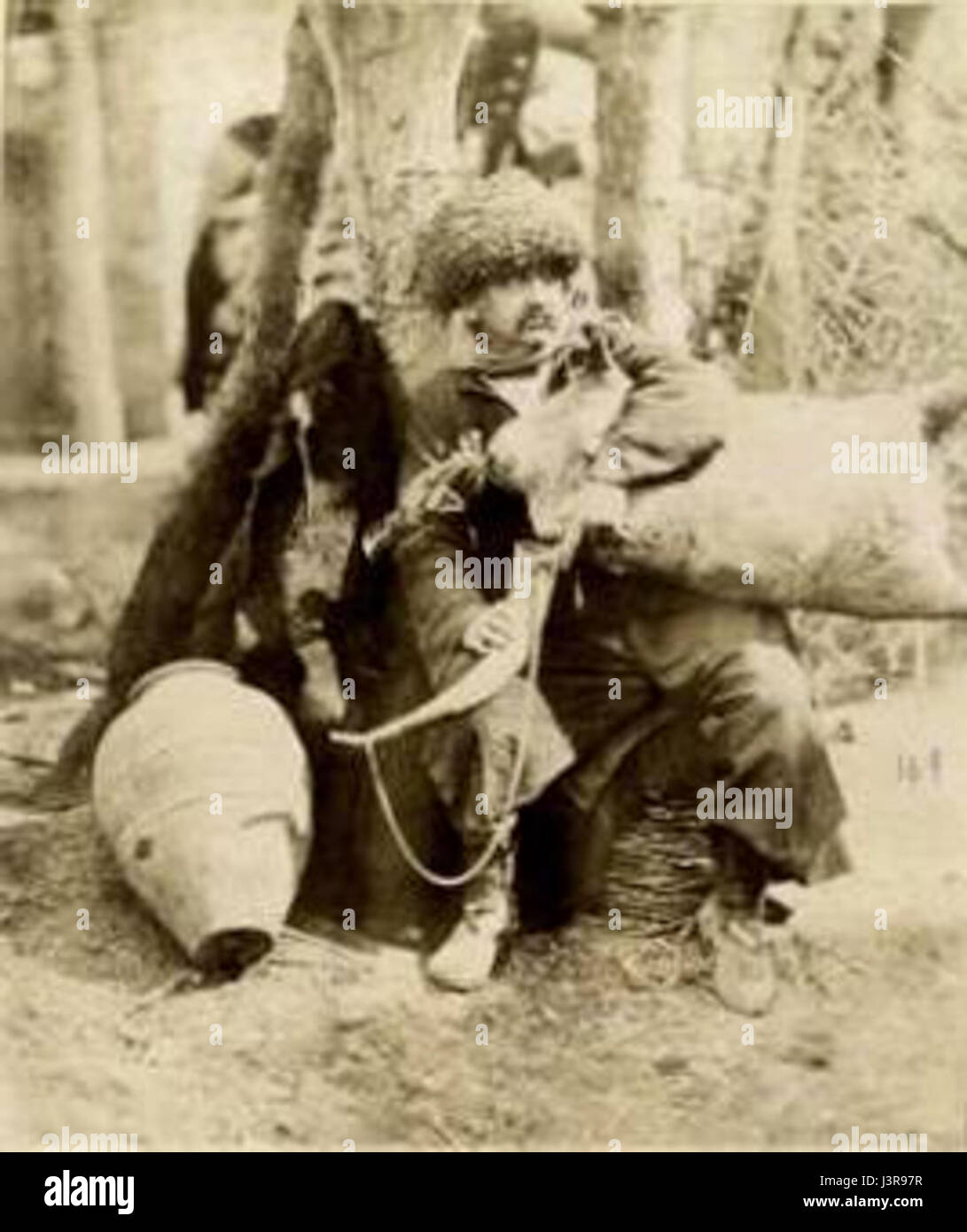 The Kakhetinets with water skin is a 19th-century image showing a ...