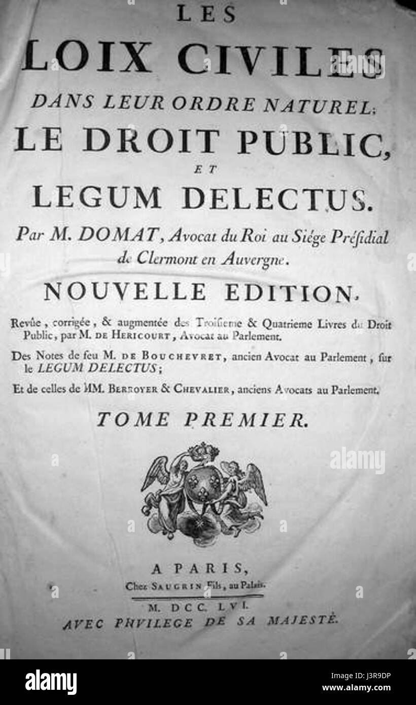 Jean Domat edition A.D. 1756 Stock Photo - Alamy