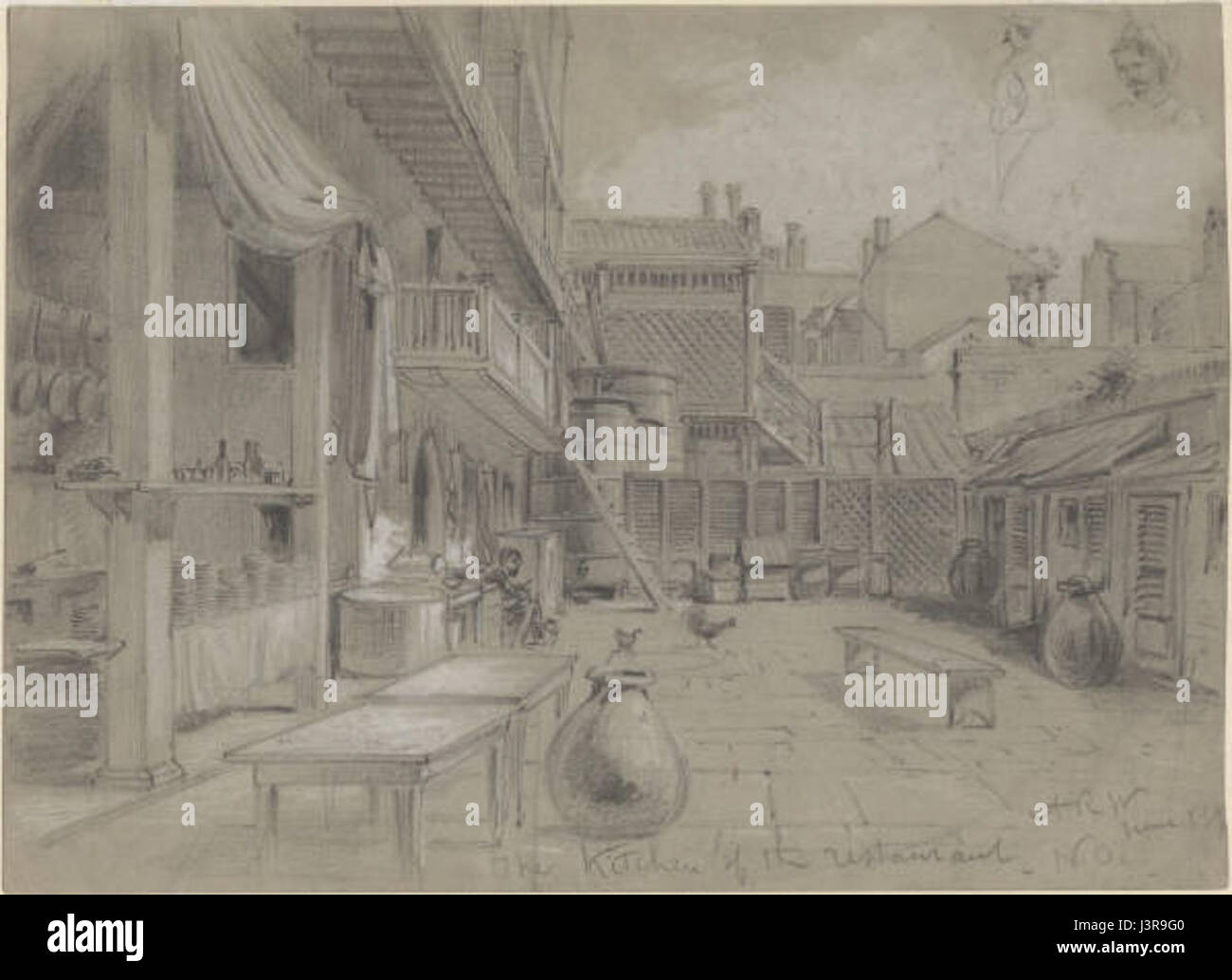 This image depicts the kitchen of a restaurant in New Orleans ...
