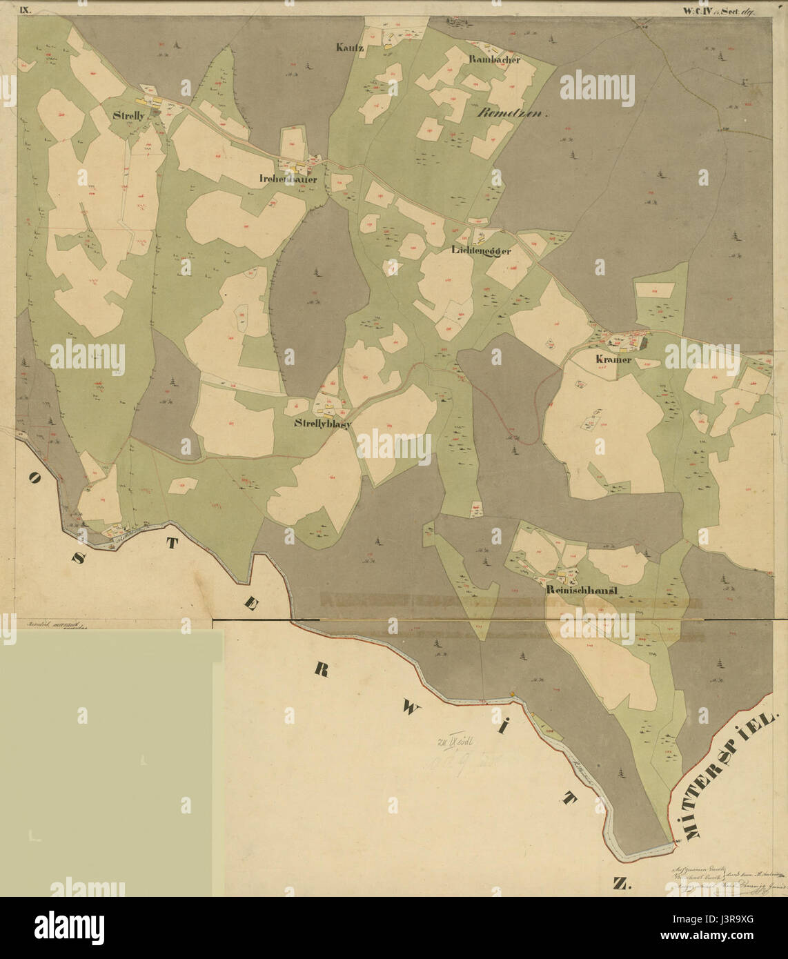 Katastermappe Rettenbach mitte refers to a cadastral map, a detailed ...