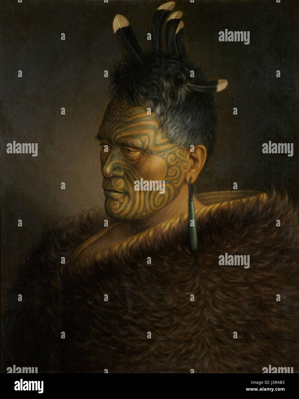 King Tawhiao Potatau Te Wherowhero, by Gottfried Lindauer Stock Photo ...