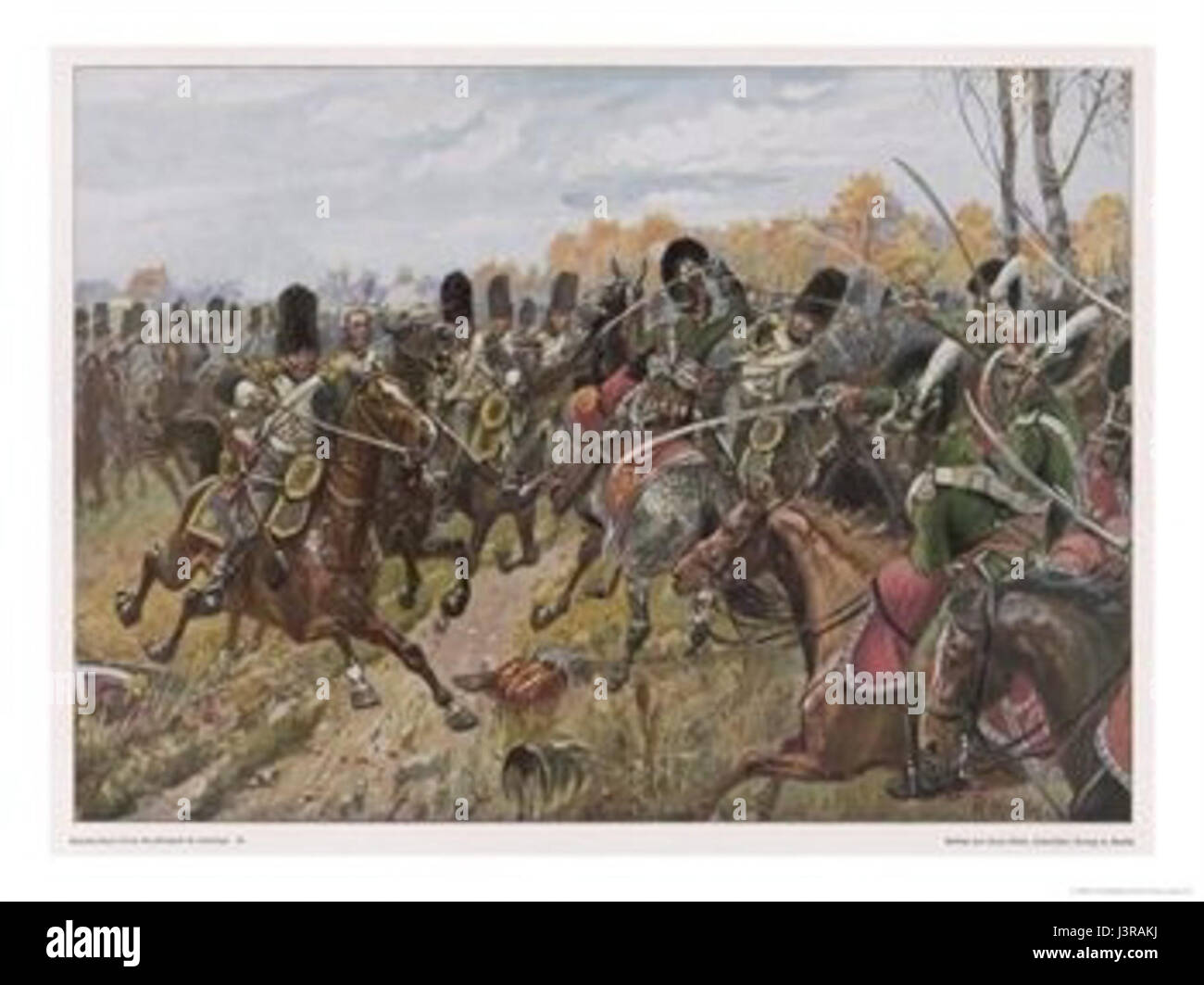 This historical image depicts the Battle of Hanau, fought in 1813 ...