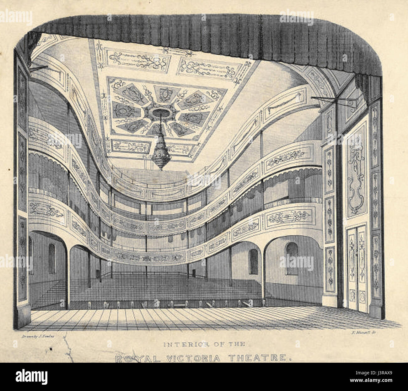 The interior of the Royal Victoria Theatre showcases its ornate design ...