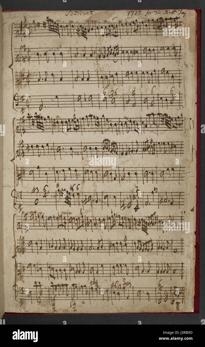 The manuscript titled 'John Eccles Inspire us, genius of the day,' from ...