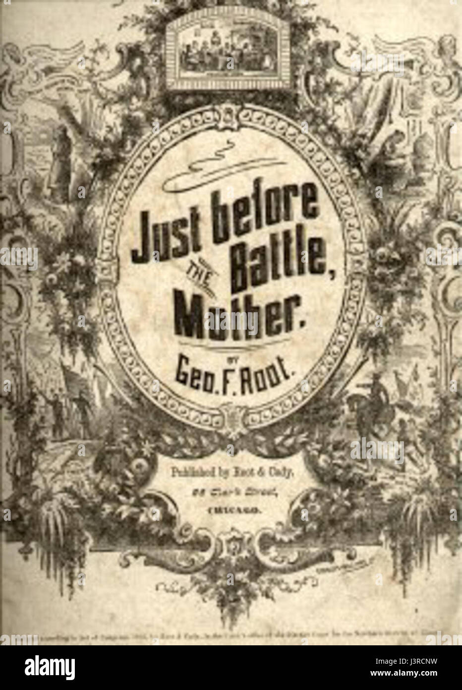 A painting or illustration titled 'Just Before the Battle, Mother ...