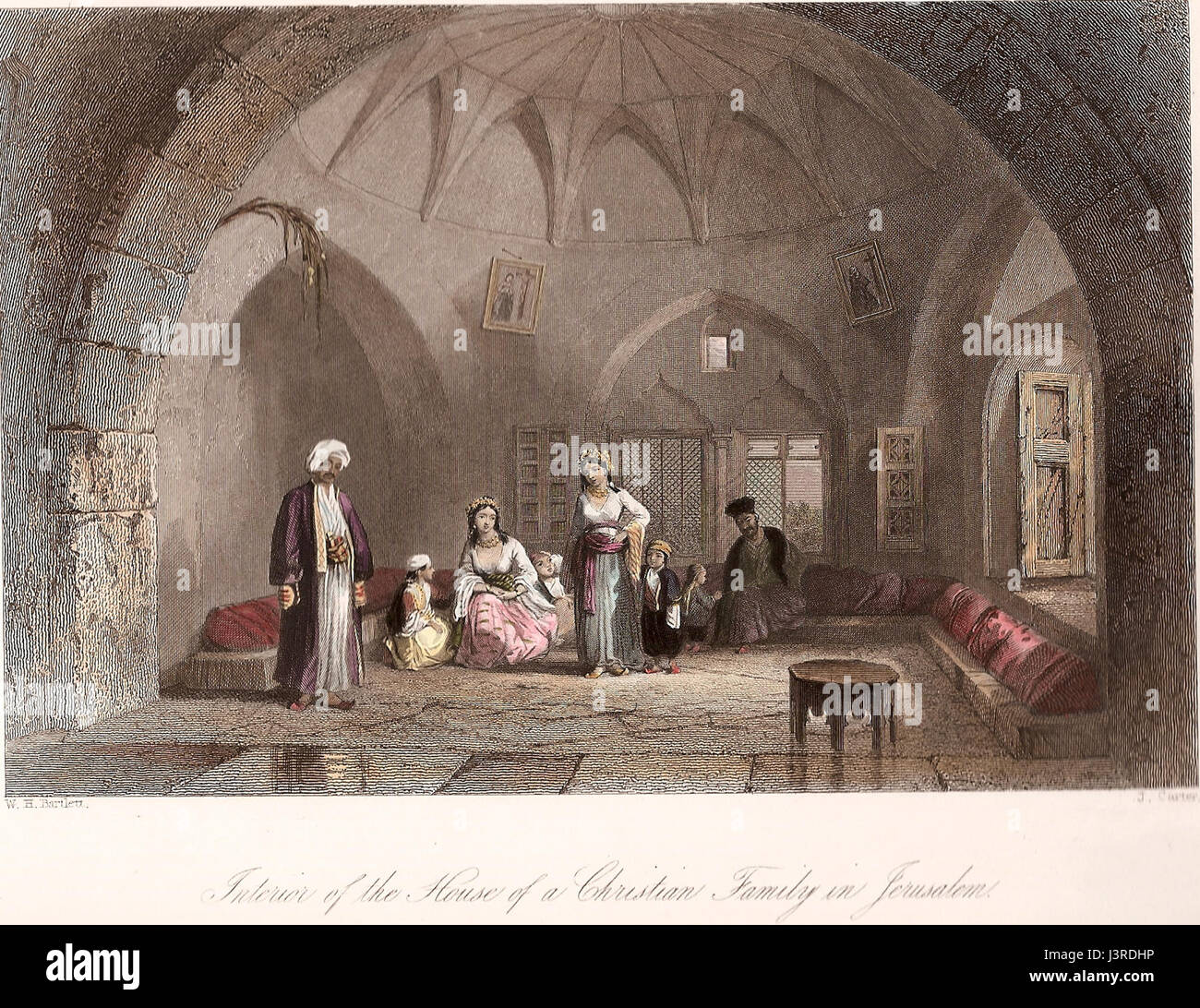 This image depicts the interior of a traditional Christian family home ...