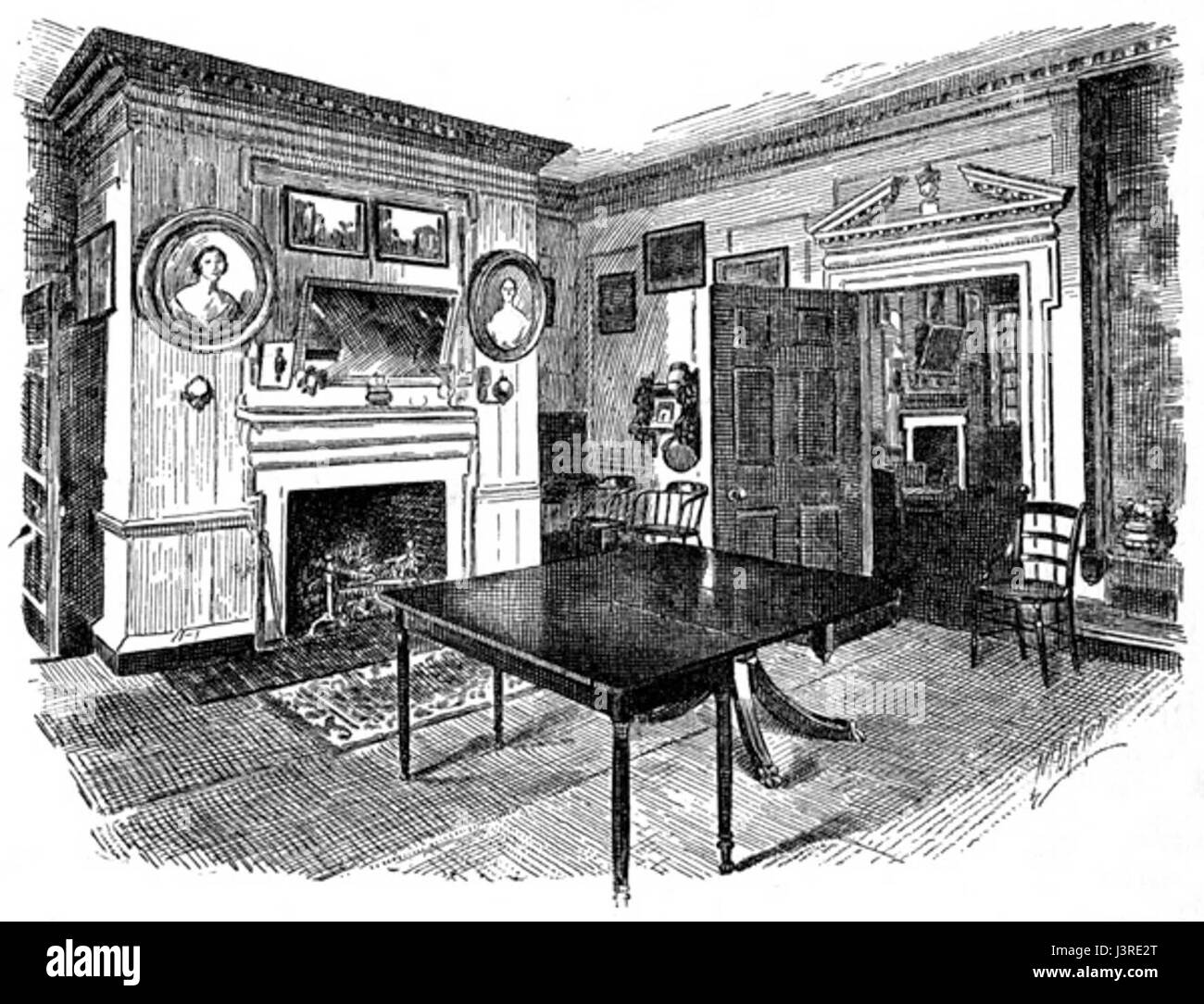 COLONIAL HOUSES: A DINING ROOM IN A VIRGINIA MANSION Stock Photo - Alamy