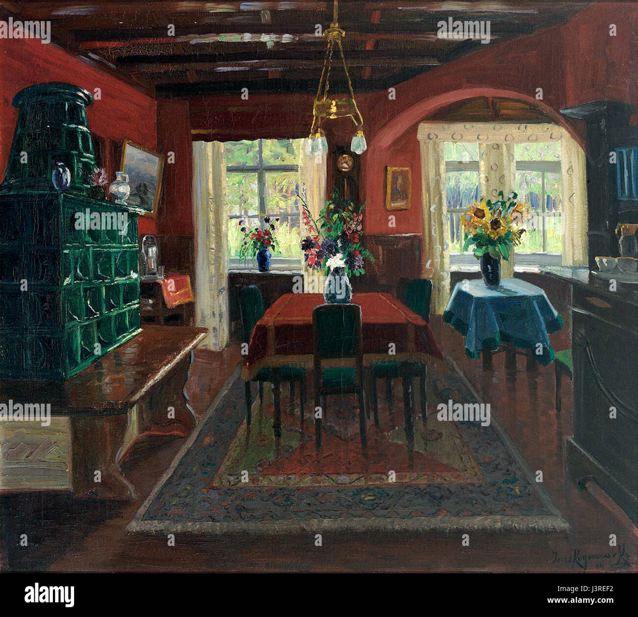 Jakob Josef Koganowsky's 1909 painting 'Stube mit Kachelofen' depicts ...