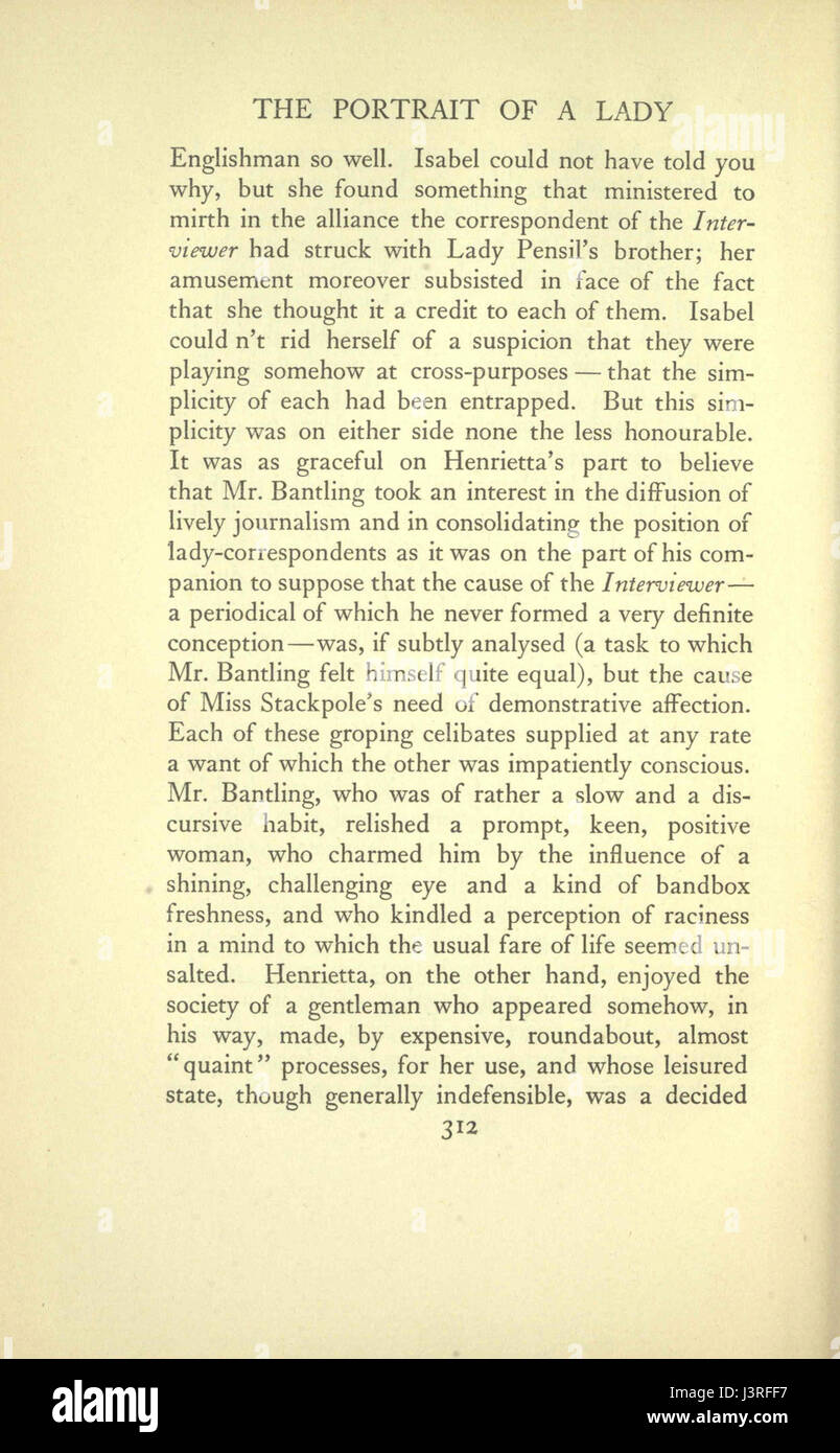 This entry refers to a page from the first volume of Henry James' novel ...