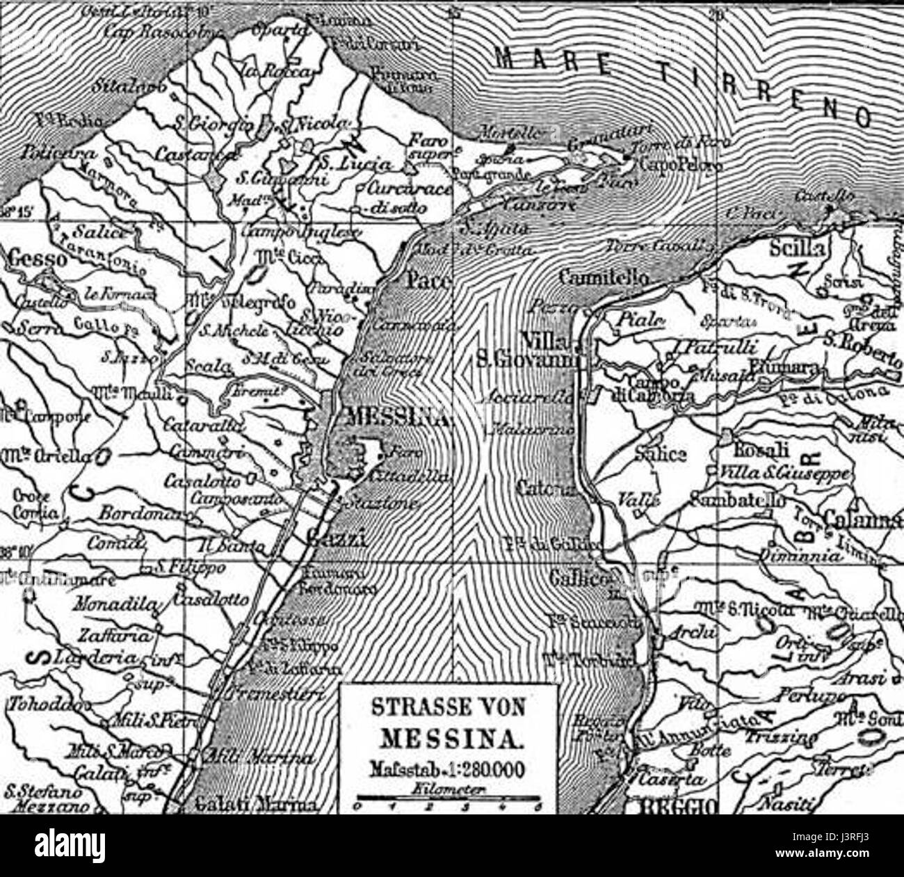 Karte der Strasse von Messina Stock Photo - Alamy