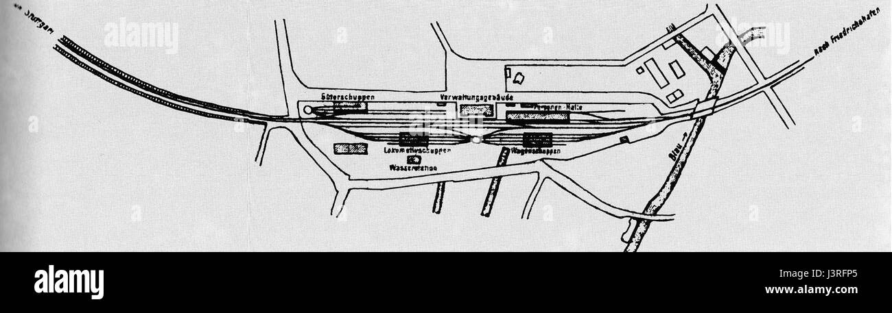Karte Bahnhof Ulm 1850 refers to a historical map of Ulm, Germany ...
