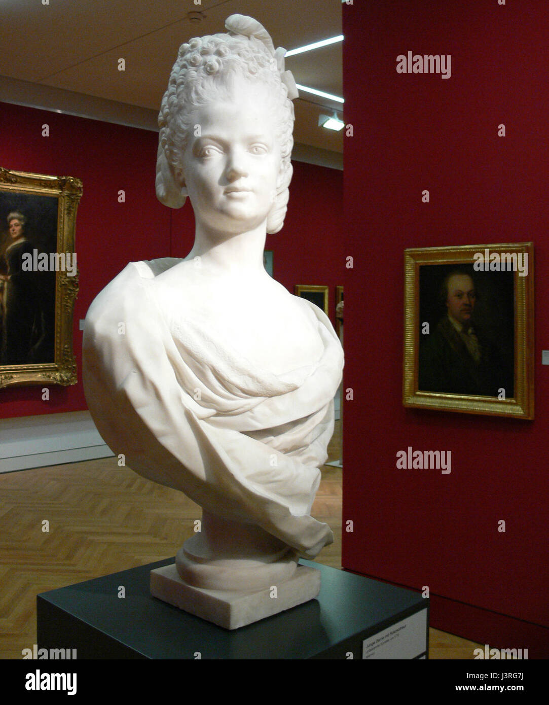 This image portrays a young lady with a Rococo-style hairstyle. The ...