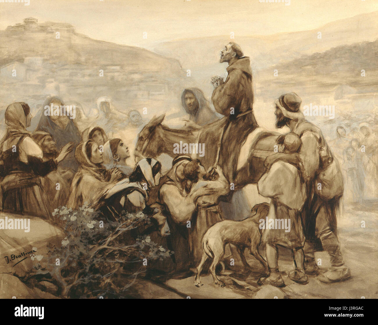 This image features a portrait of Josep Benlliure Gil, a renowned ...