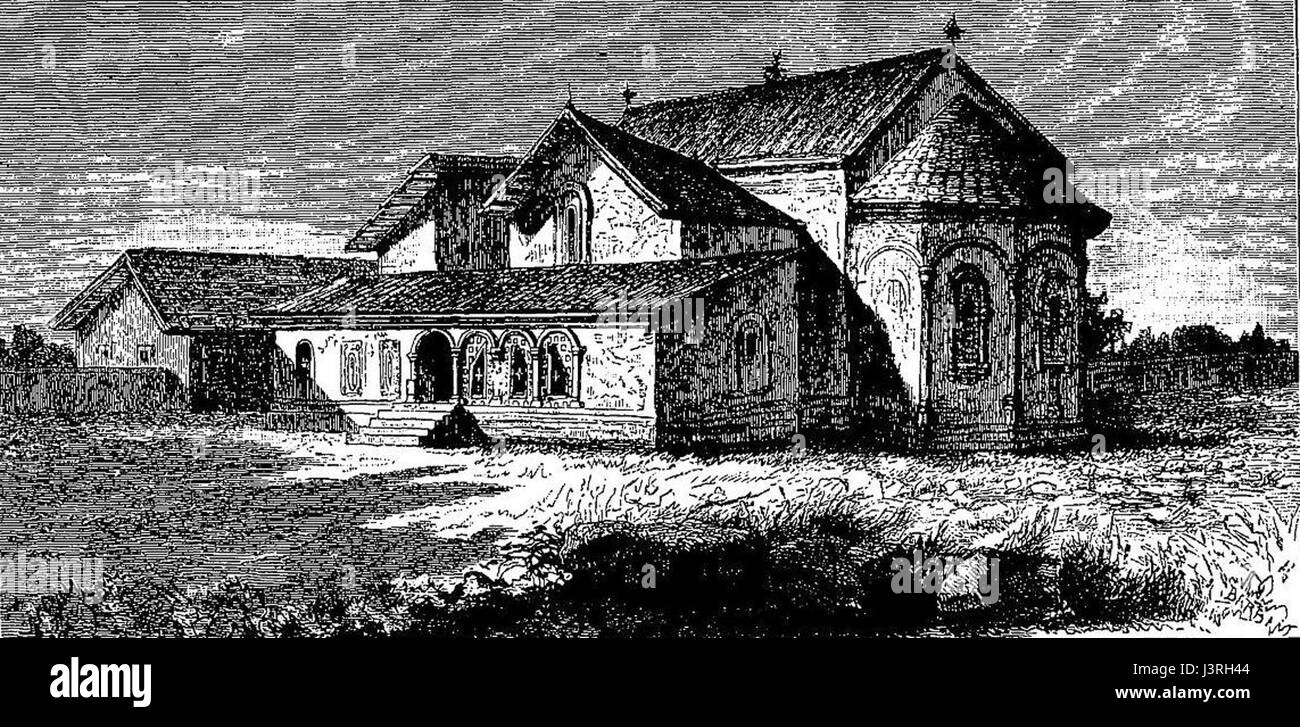 The Khobi Monastery, as depicted in Roskoschny's 1884 artwork, is an ...