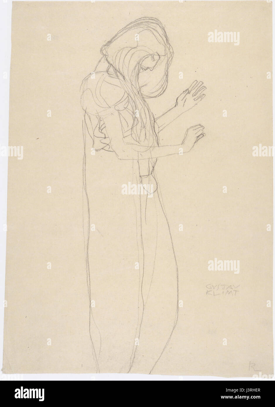 Gustav Klimt's 'Stehende weibliche Gestalt nach rechts' (Standing ...