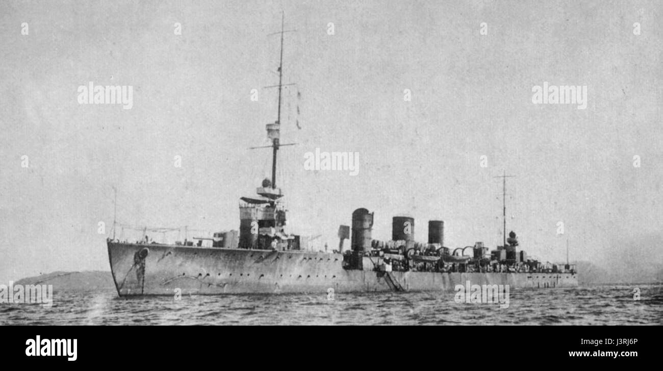 The Japanese cruiser Tenryu, a light cruiser commissioned by the ...