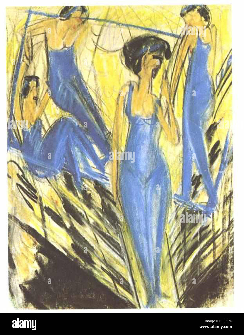 A painting titled 'Artisten in Blau' by German artist Ernst Ludwig ...