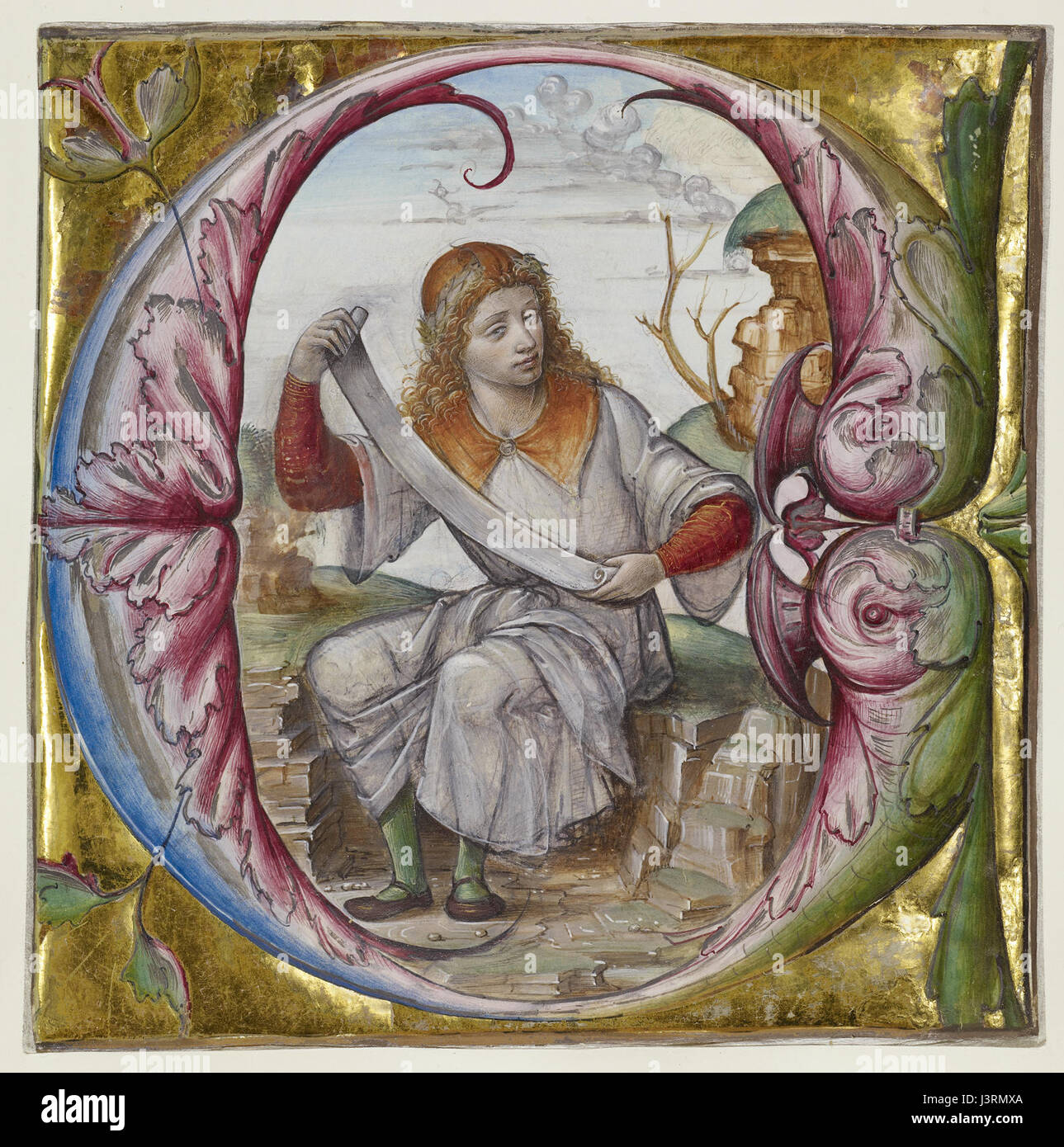 An illuminated manuscript depiction of John the Evangelist from MS 104 ...