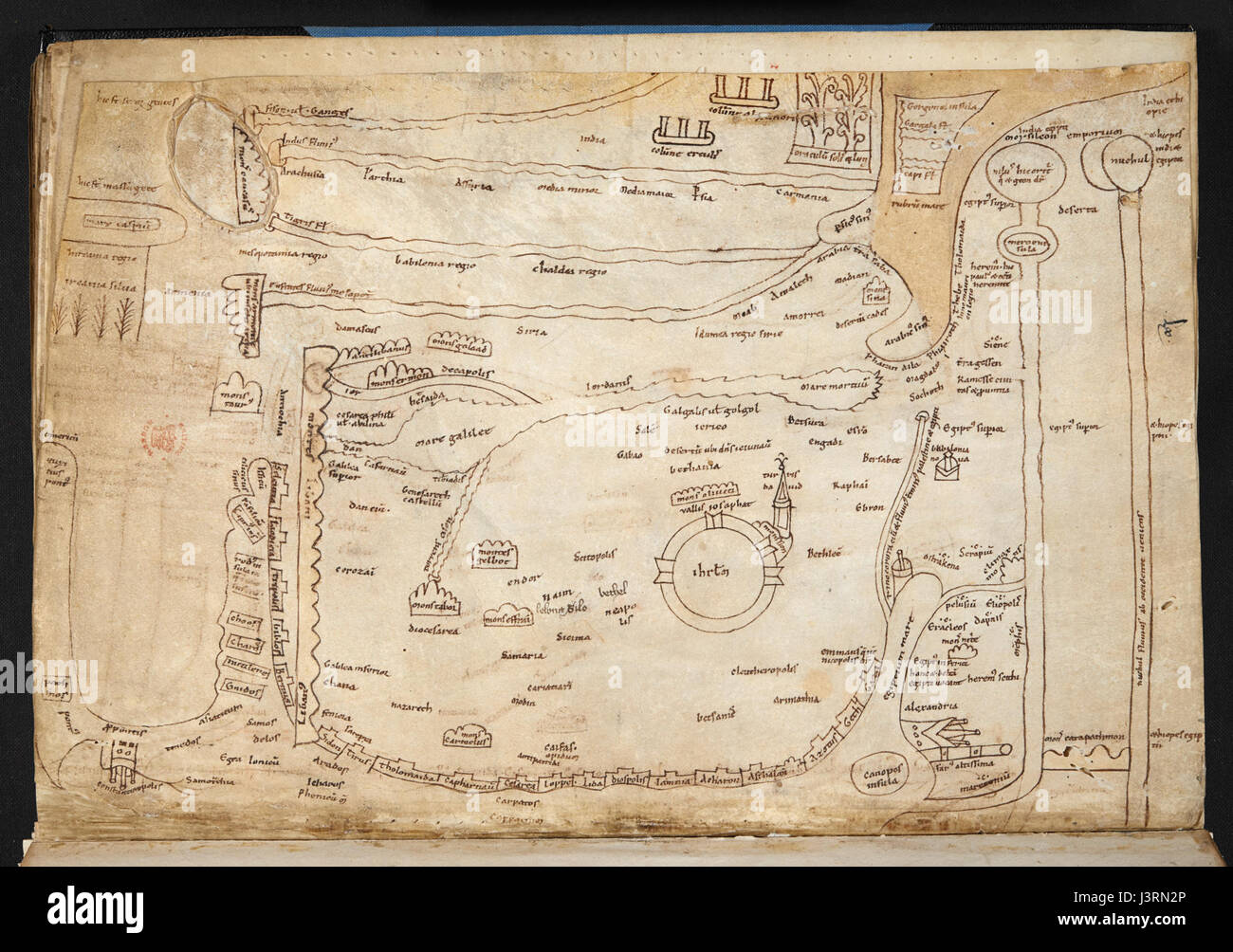 Jerome Map of the Holy Land (Additional MS 10049, f.64v Stock Photo - Alamy