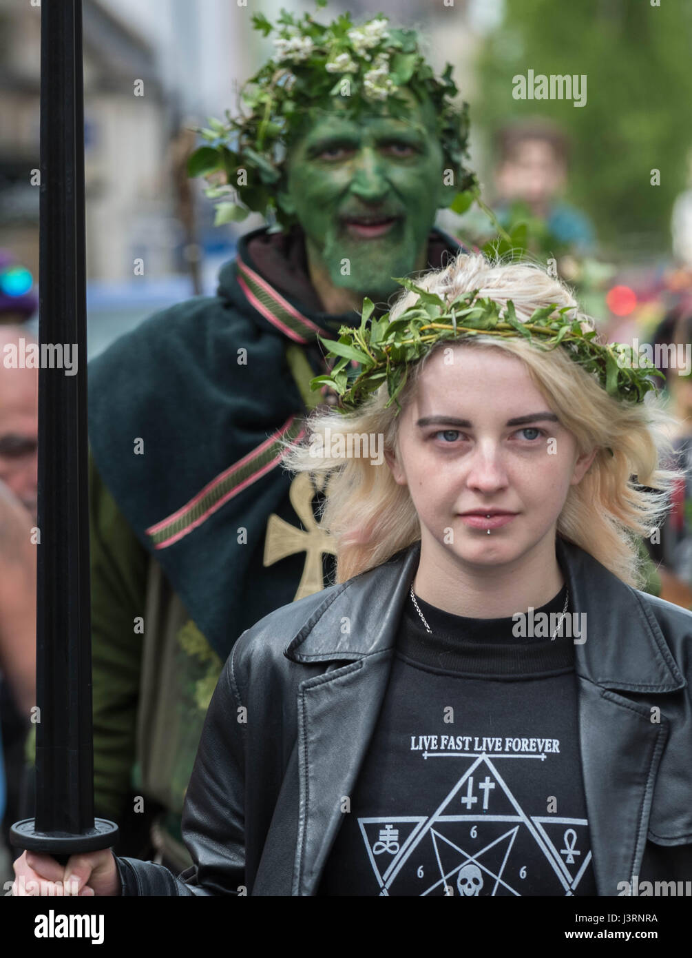 Annual Beltane celebrations on May Day in Glastonbury as part of a ...