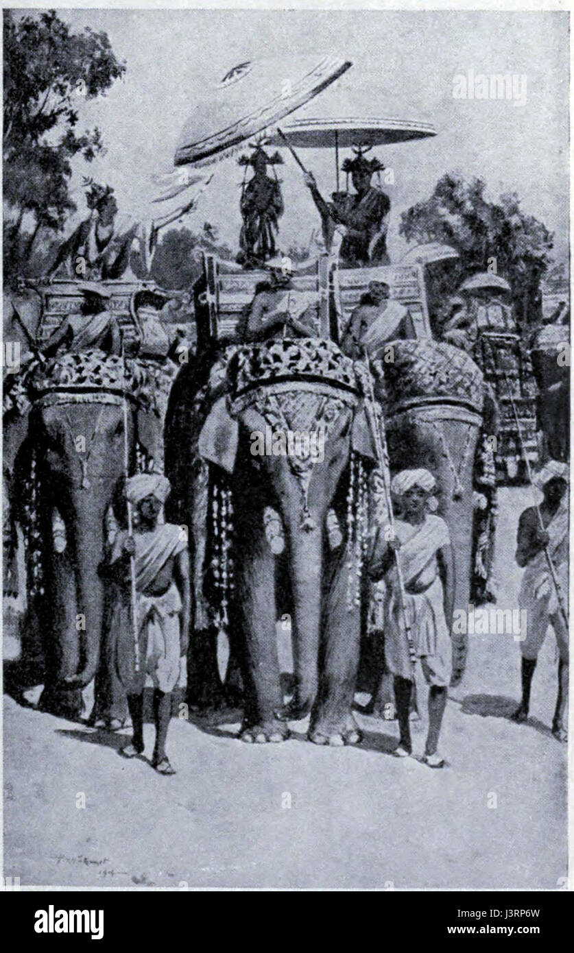 This depiction shows King Harsha of India paying homage to Buddha ...