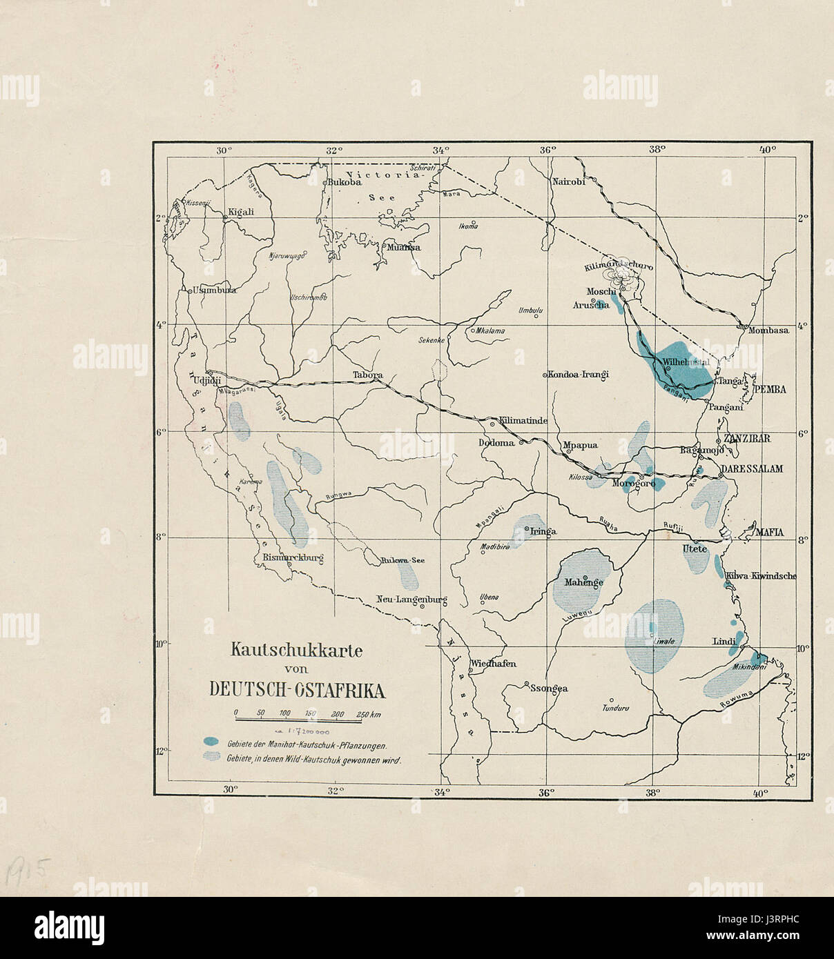 The Kautschukkarte von Deutsch Ostafrika (Rubber Map of German East ...