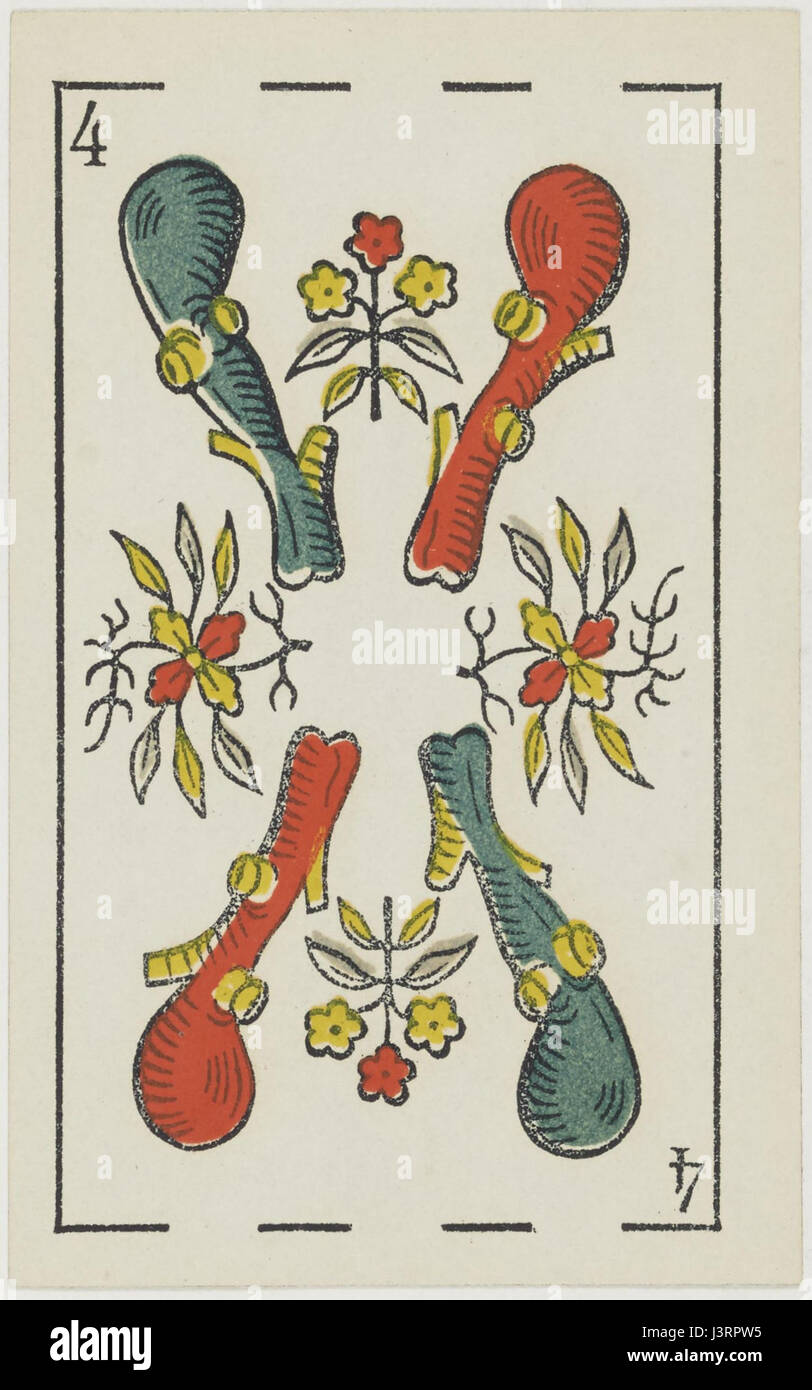 The 'Jeu d'Aluette' deck of cards, printed in 1860, features the Four ...