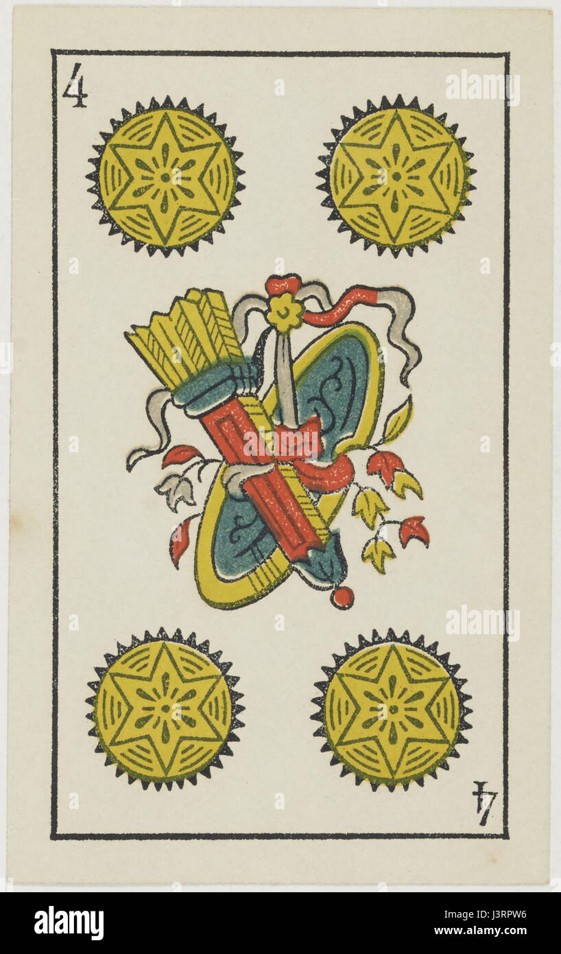 Jeu d'Aluette Grimaud 1860 Four of Coins Stock Photo - Alamy