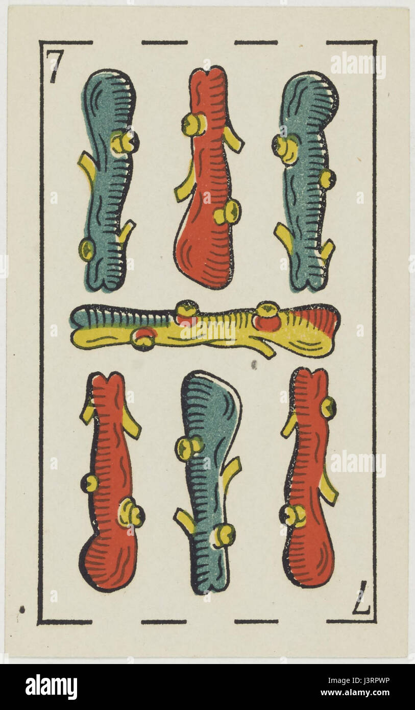 The 'Jeu d'Aluette' is a historical card game, and the 'Seven of Clubs ...