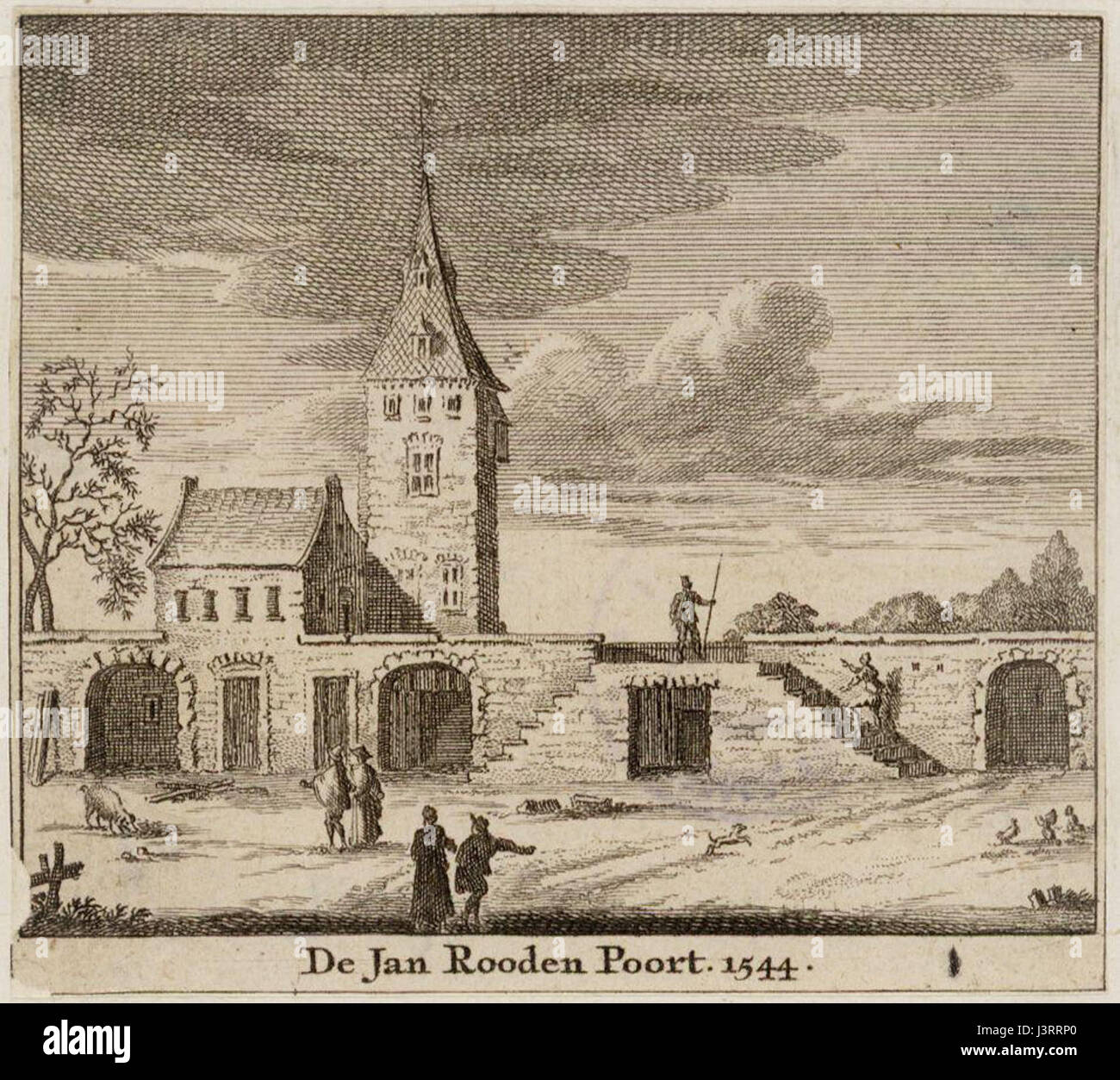 An engraving or image of Jan Rodenpoort, created in 1544, reflecting ...