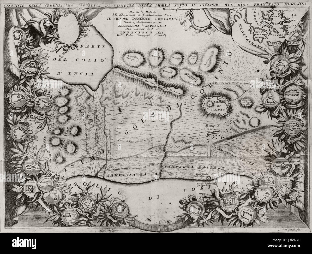 Istmo di Corinto Coronelli Vincenzo Maria 1708 Stock Photo - Alamy