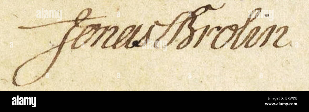 Jonas Brolin was likely a historical figure or artist, with 'signatur ...