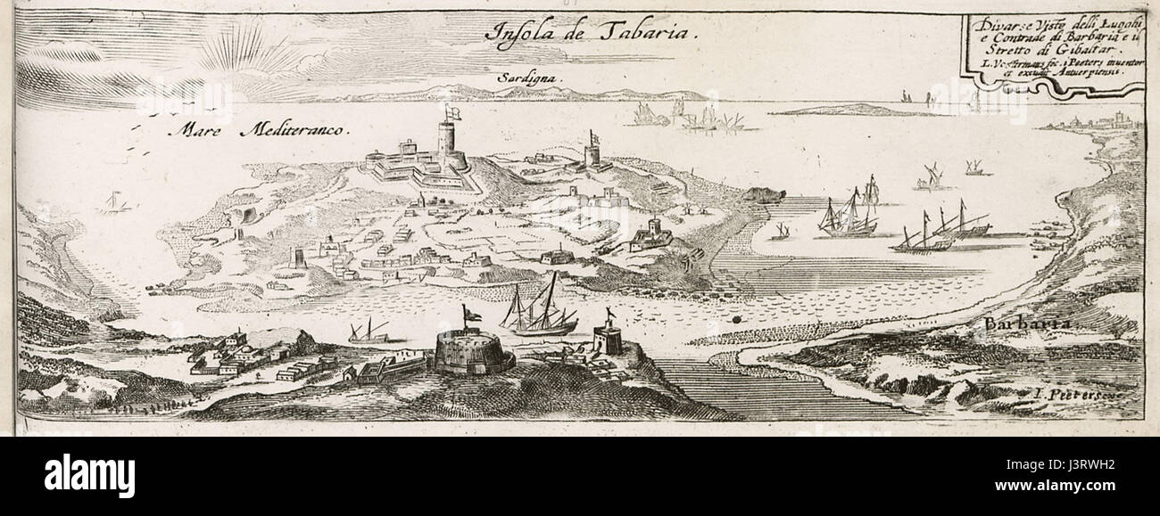 Insola de Tabaria, a 1686 map by Jacob Peeters, illustrates the ...