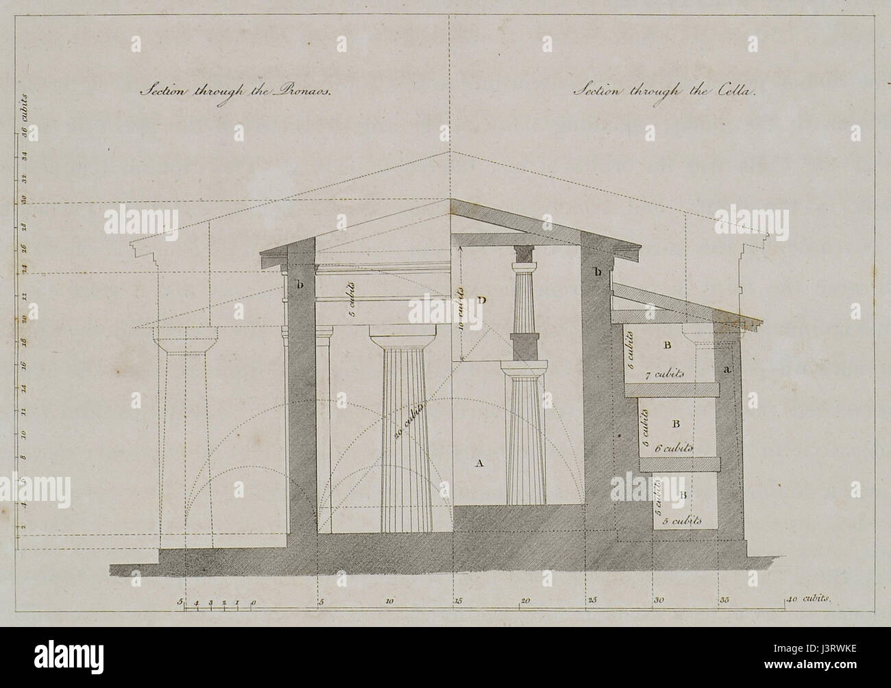 Imaginary representation of the pronaos, cella and adyton of the Temple ...