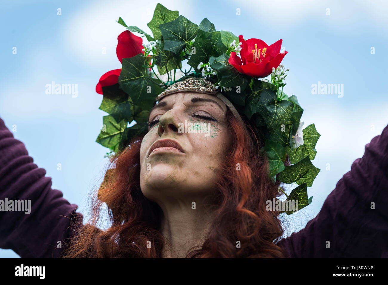 Annual Beltane celebrations on May Day in Glastonbury as part of a ...