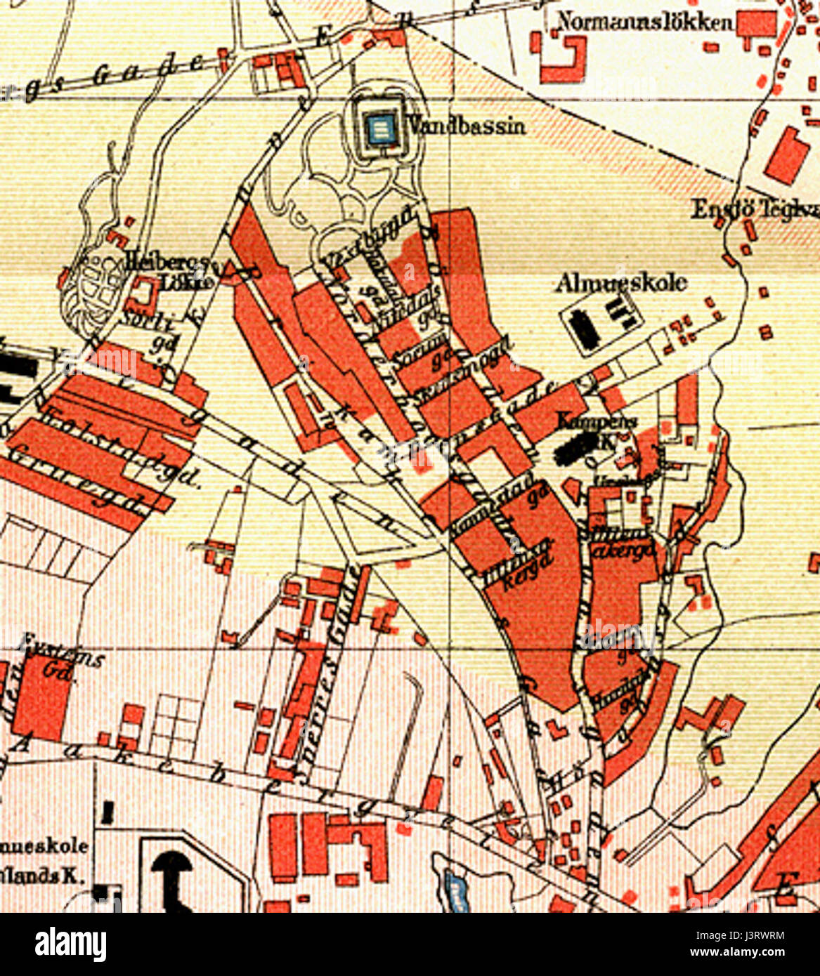 The Kampen Oslo map from 1887 showcases the city of Oslo, Norway ...