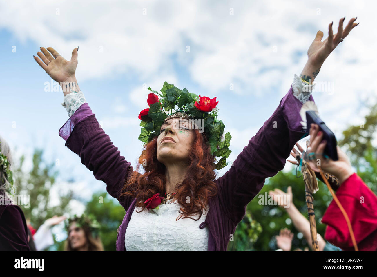 Annual Beltane celebrations on May Day in Glastonbury as part of a ...