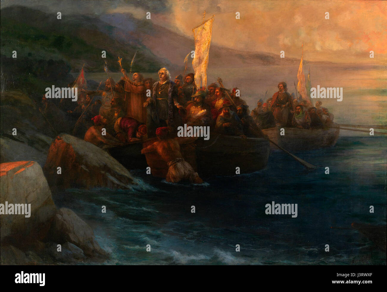 This painting by Ivan Aivazovsky depicts Christopher Columbus and his ...