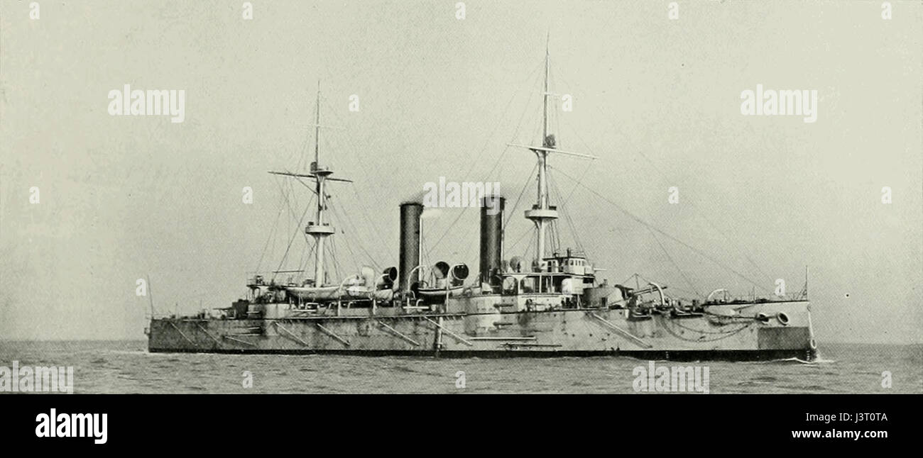 A photograph of the Japanese cruiser Asama, captured in 1901. The Asama ...