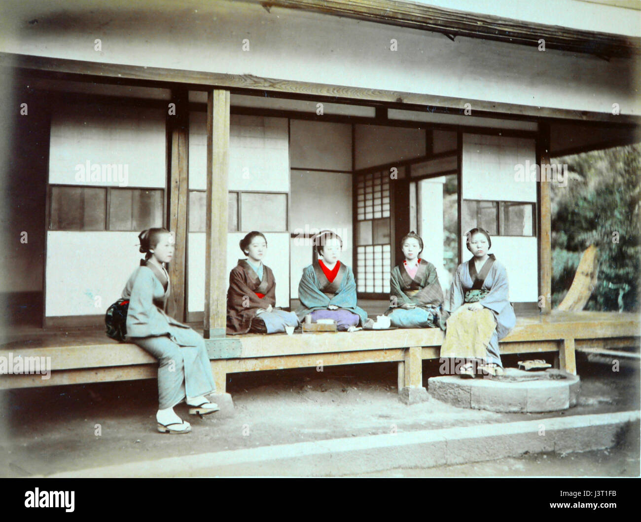 This image from 1886 depicts Japan, showing its traditional customs ...