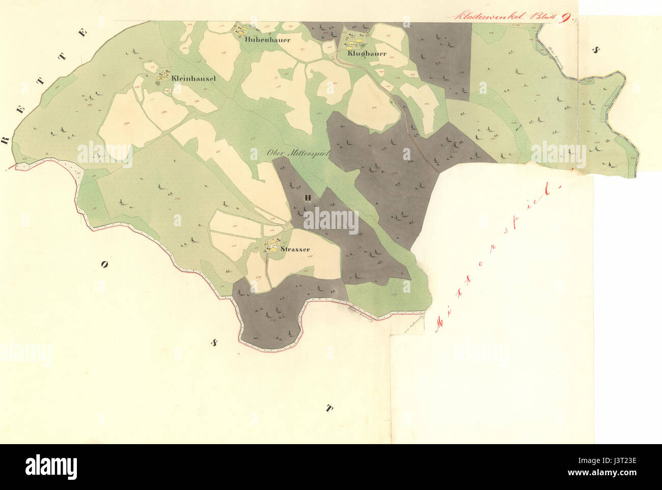 The Kataster Mappenkopie of Klosterwinkel 9 is a cadastral map copy ...