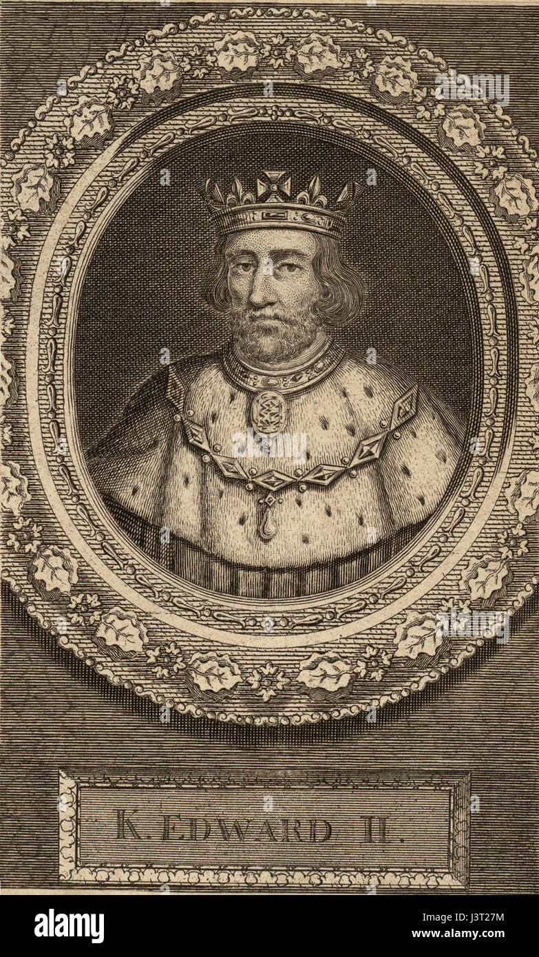 The engraving of King Edward II depicts the English monarch known for ...