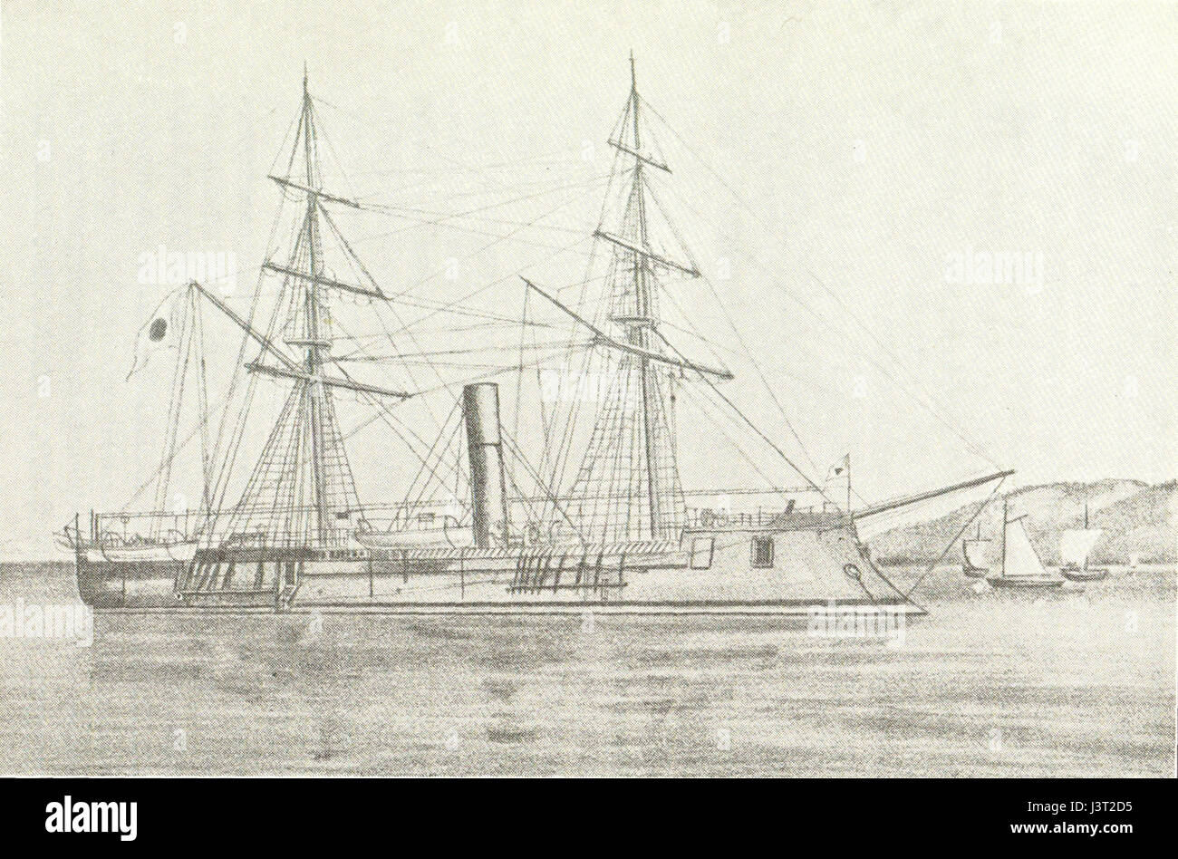 The Japanese ironclad warship Adzuma, built in 1866, which played a ...